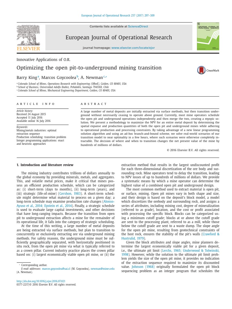 Optimizing The Open Pit-To-underground Mining Transition | PDF | Mining ...