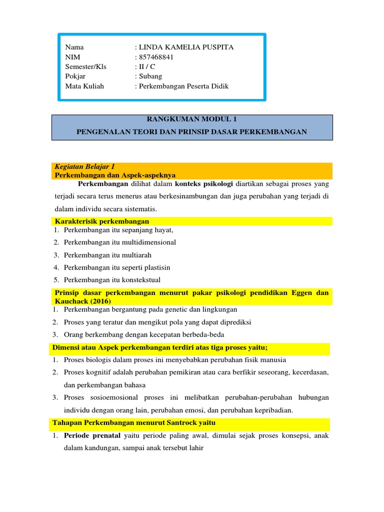 PPD - Rangkuman Modul 1-Dikonversi | PDF | Karier & Perkembangan