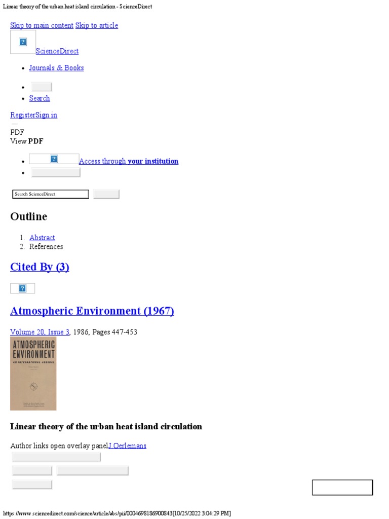 Linear Theory of The Urban Heat Island Circulation - ScienceDirect | PDF | Fourier Transform | Heat