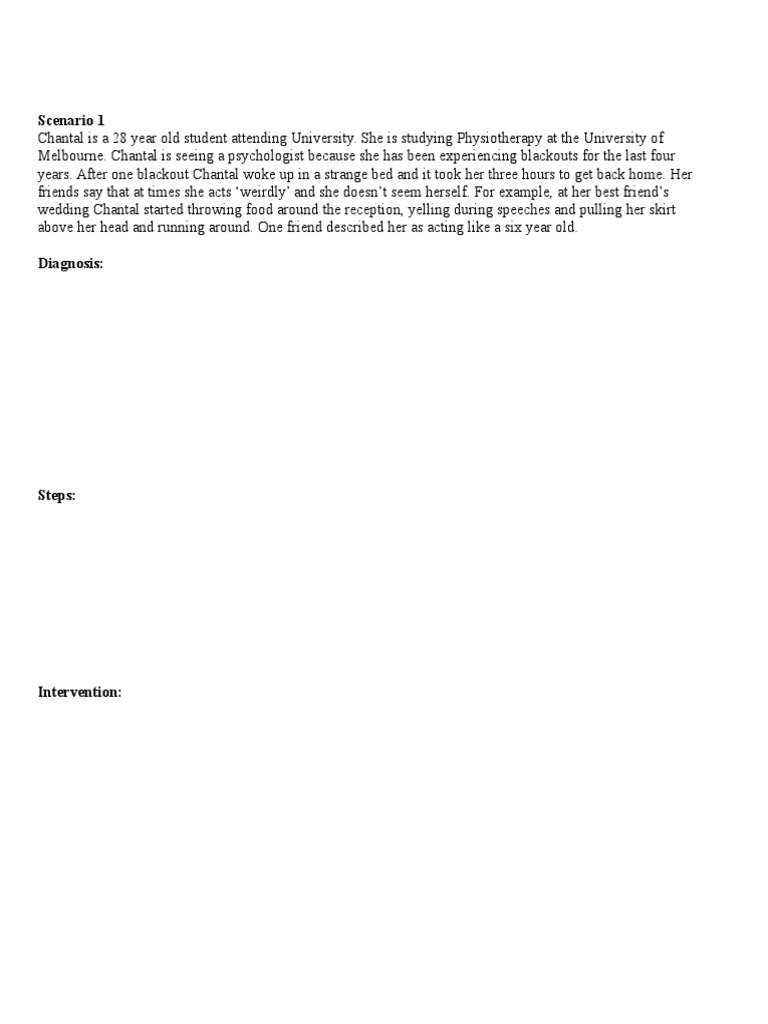 Psychological Disorders Scenarios | PDF | Stalking | Psychology