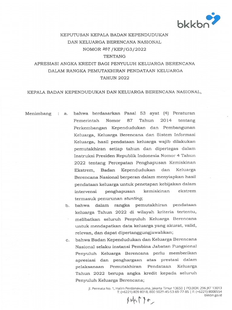 Kepka 207 Tahun 2022 TTG Pemutakhiran PK 22 | PDF