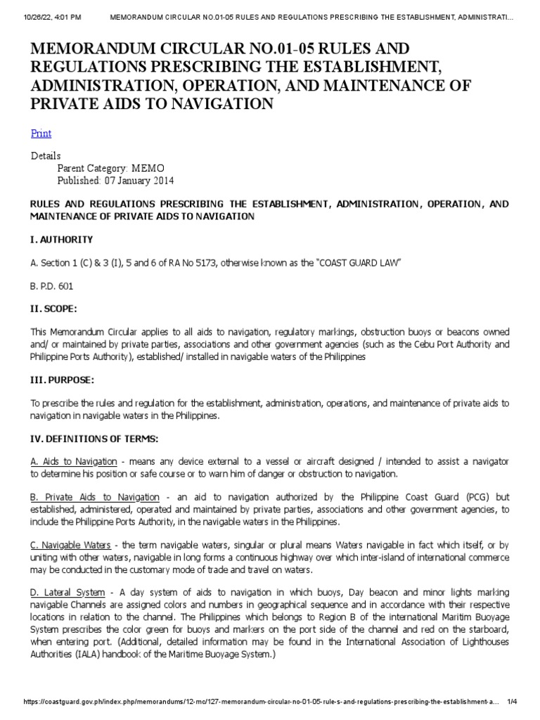 Memorandum Circular No.01-05 Rules and Regulations Prescribing The ...