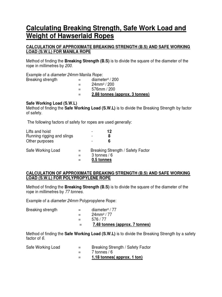 Calculating Breaking Strength | PDF | Rope | Building Engineering