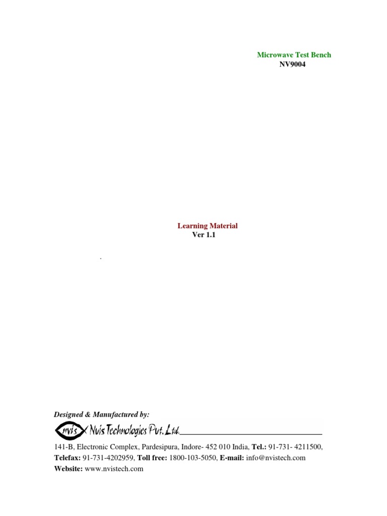 Microwave Test Bench Guide | PDF | Detector (Radio) | Electronics