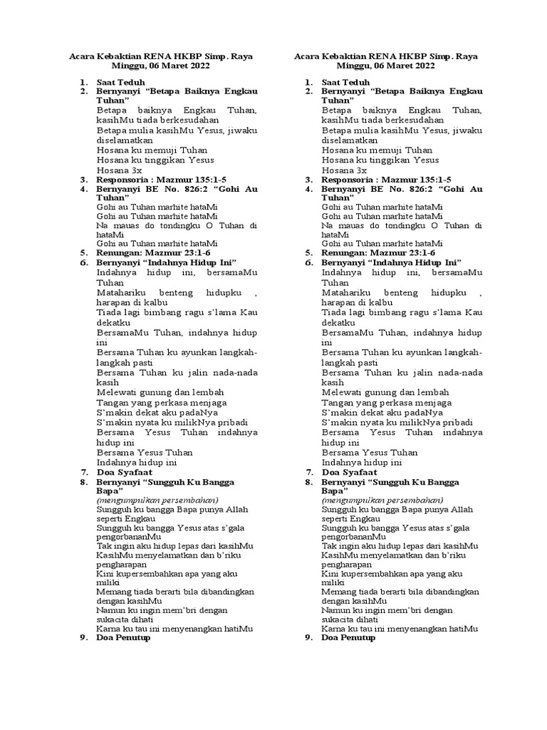 Tertip Acara Partangiangan RENA | PDF