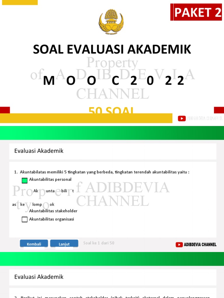 Soal Mooc 2022 Paket 2 Full | PDF | Karier & Perkembangan