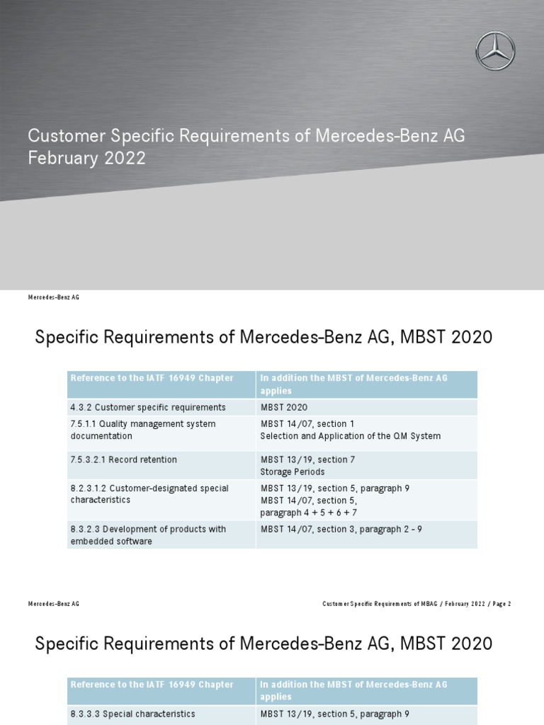 Mercedes Benz AG IATF 16949 CSR February 2022 | PDF | Occupational ...