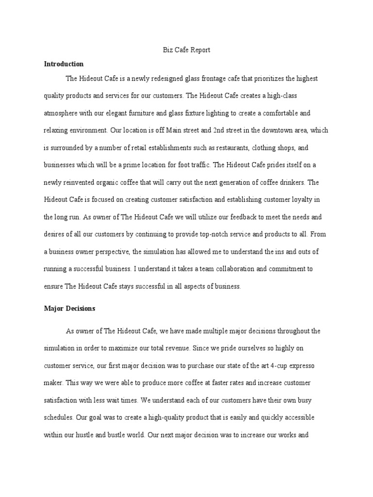 Biz Cafe Report | PDF | Employment | Coffeehouse Biz Cafe Report | PDF | Employment | Coffeehouse