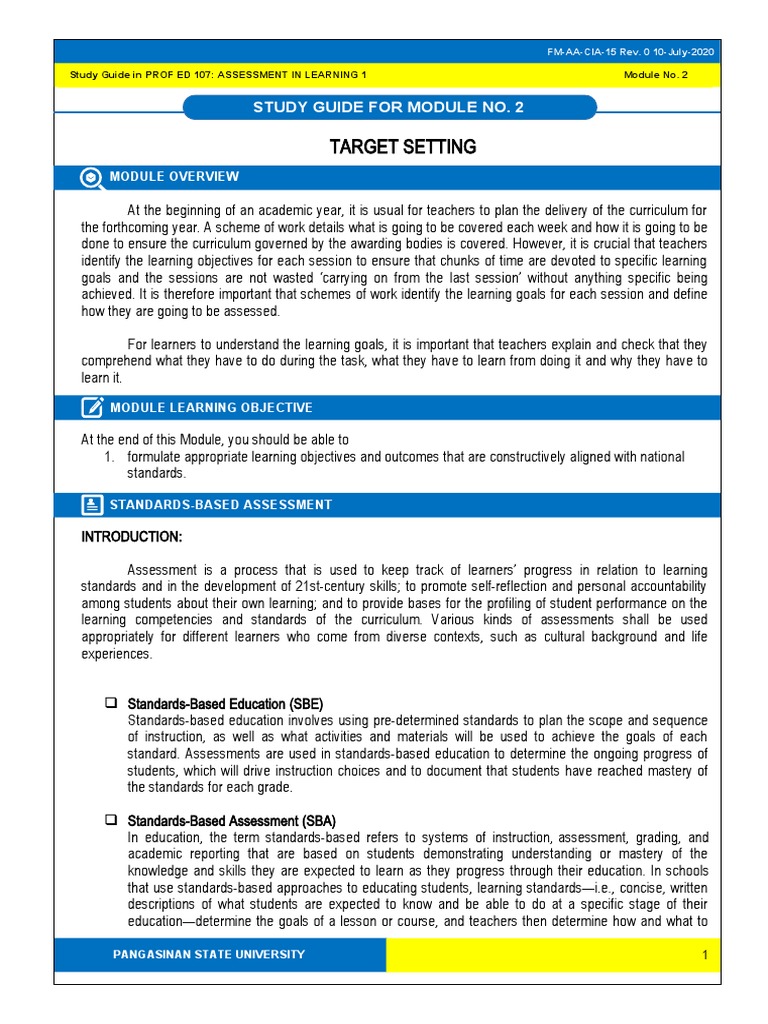 Study Guide Module 2 Assessment in Learning 1 | PDF | Educational Assessment | Learning