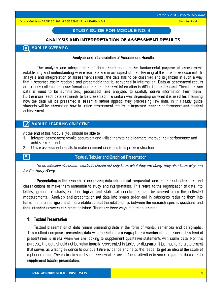 Data Presentation Methods in Assessment | PDF | Level Of Measurement ...