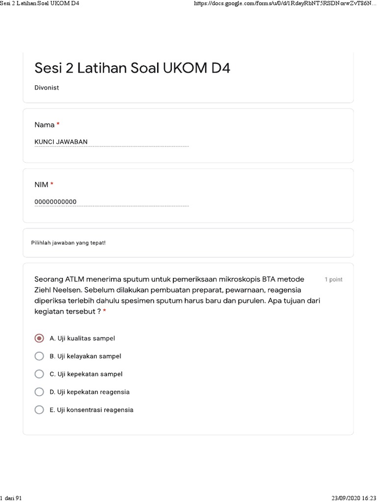(Sesi 2) Latihan Soal UKOM TLM D4 | PDF