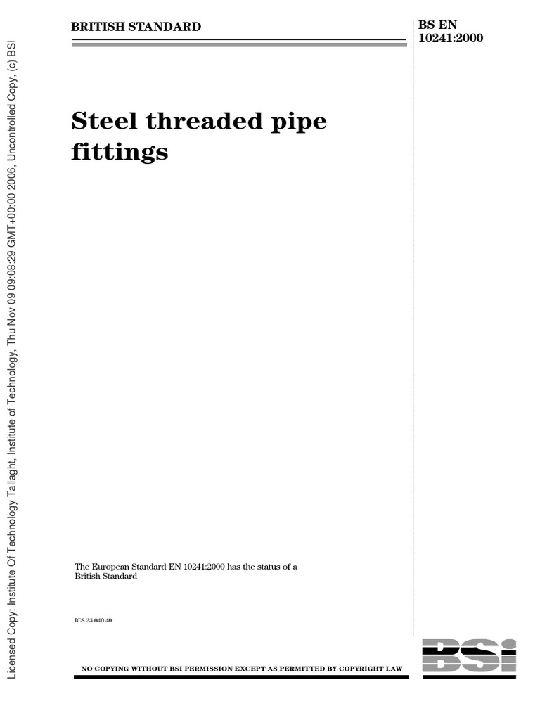 BS EN 10241:2000 Steel threaded pipe fittings | PDF | Intellectual Works