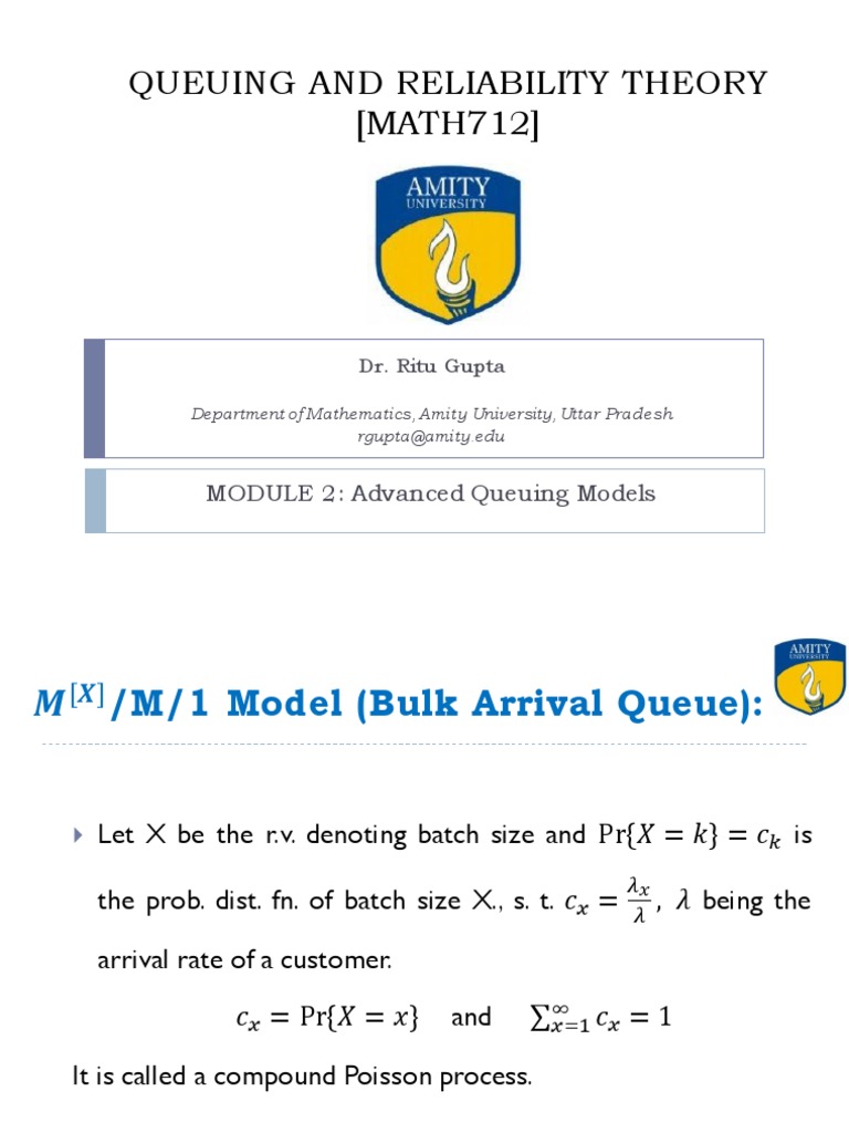Queuing and Reliability Theory (MATH712) : MODULE 2: Advanced Queuing Models | PDF | Mathematics ...