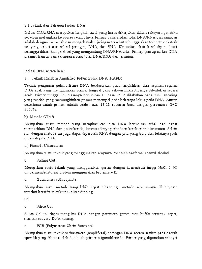 Teknik Isolasi DNA dan Tahapannya | PDF