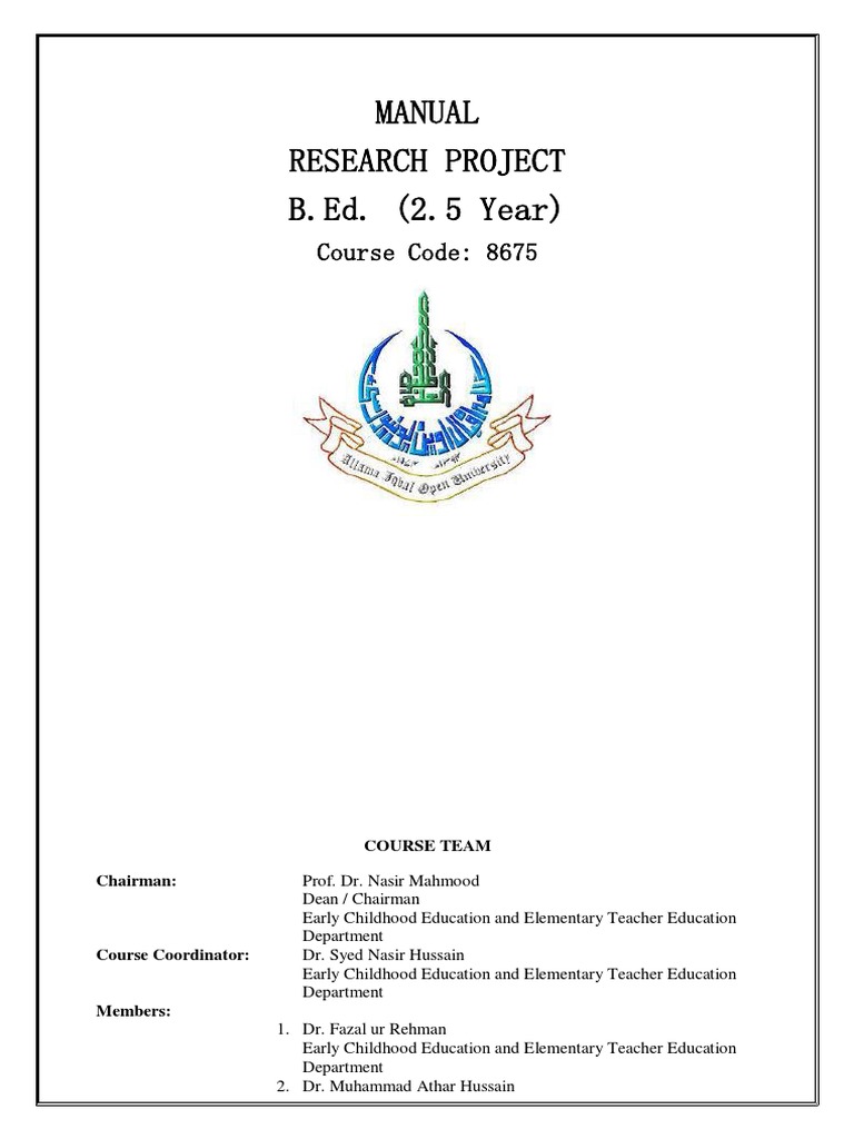 BEd Research Project Manual | PDF | Constructivism (Philosophy Of ...