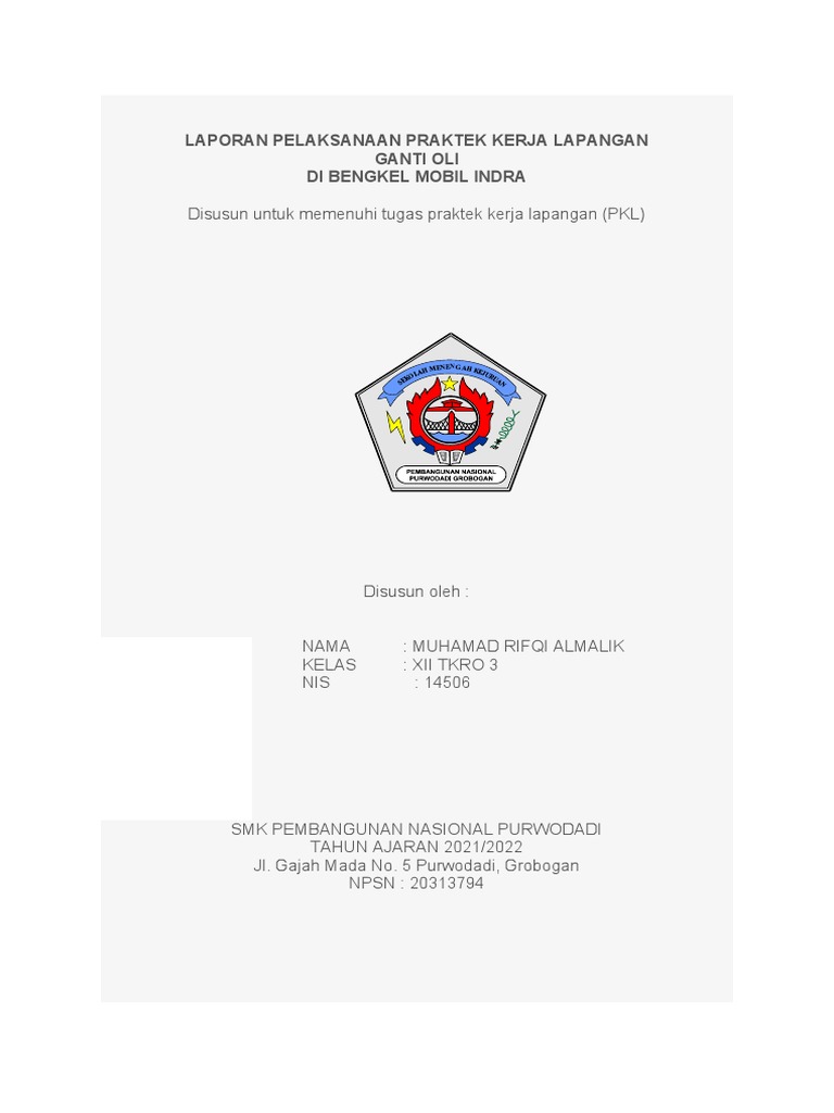 Contoh Laporan PKL 22 | PDF