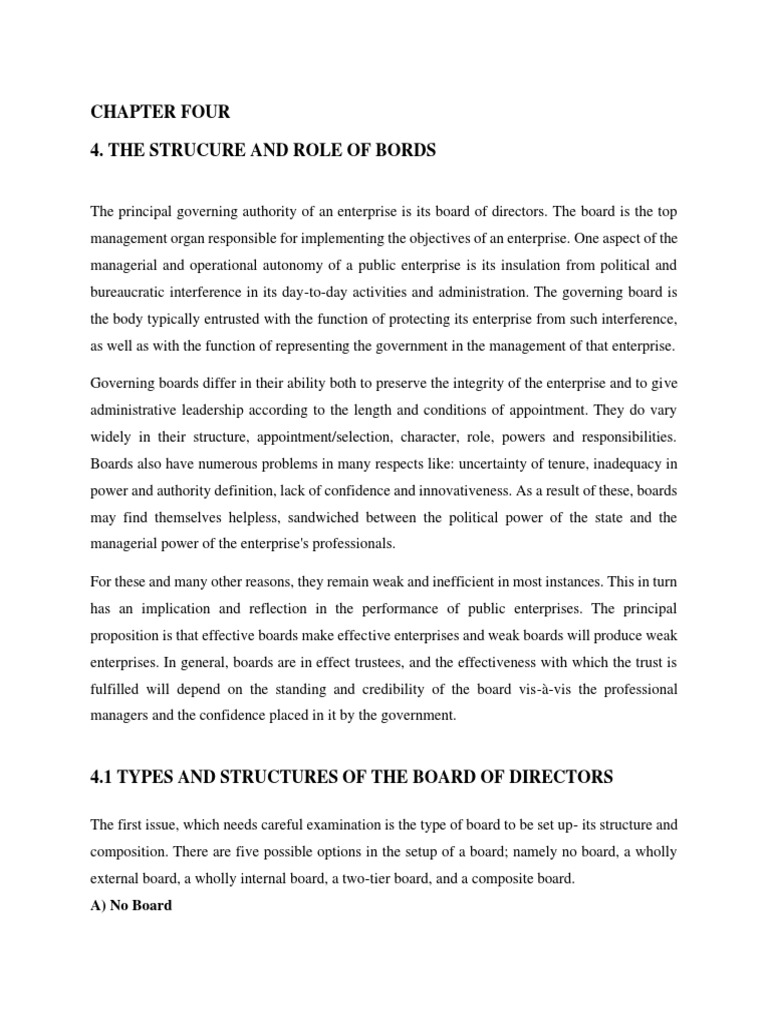 Board of Directors Role and Structure | PDF | Board Of Directors | Policy