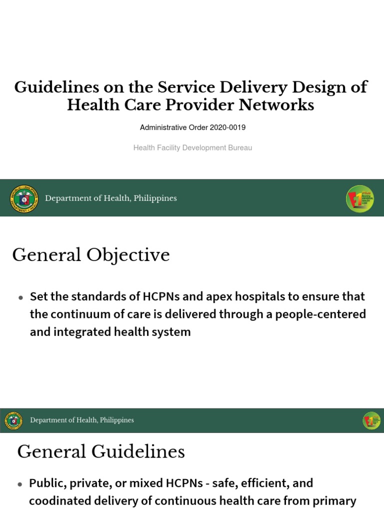 (SLIDES) Service Delivery Design of HCPN | PDF | Health Care | Hospital