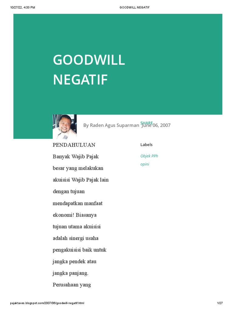 Goodwill Negatif | PDF