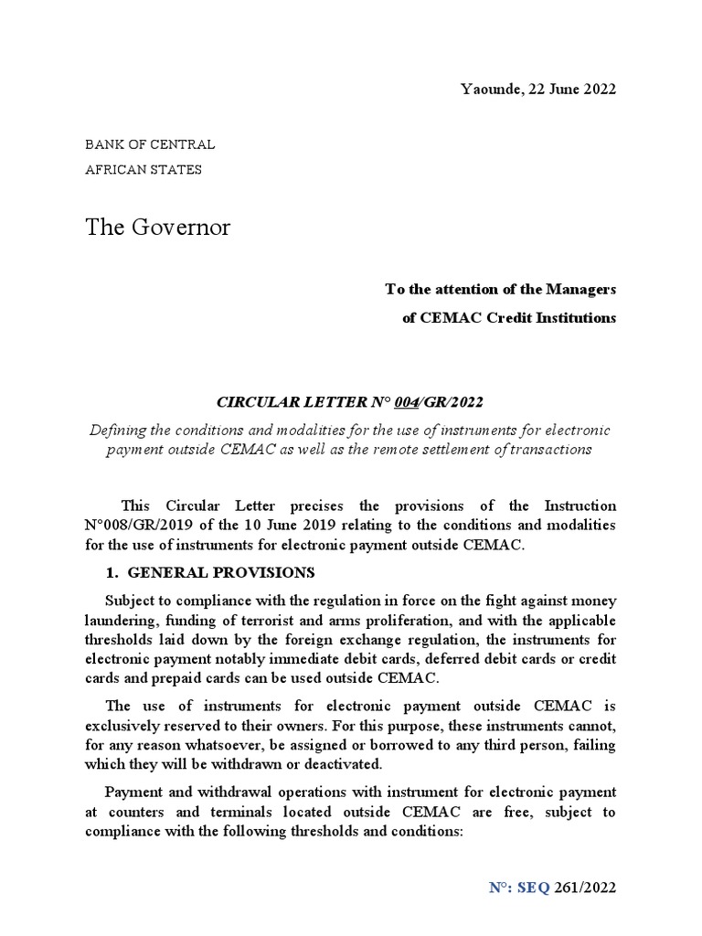 Lettre Circulaire N004 GR 2022. FR | PDF | Payments | Debit Card