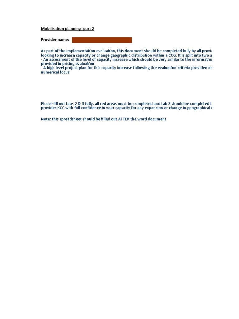 Appendix B Part 3 Mobilisation Plan Excel Template | PDF | Kent | Business