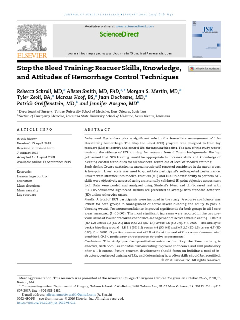 Stop Bleed Training-Rescuer Skill Knowledge Attitude | PDF | Bleeding ...