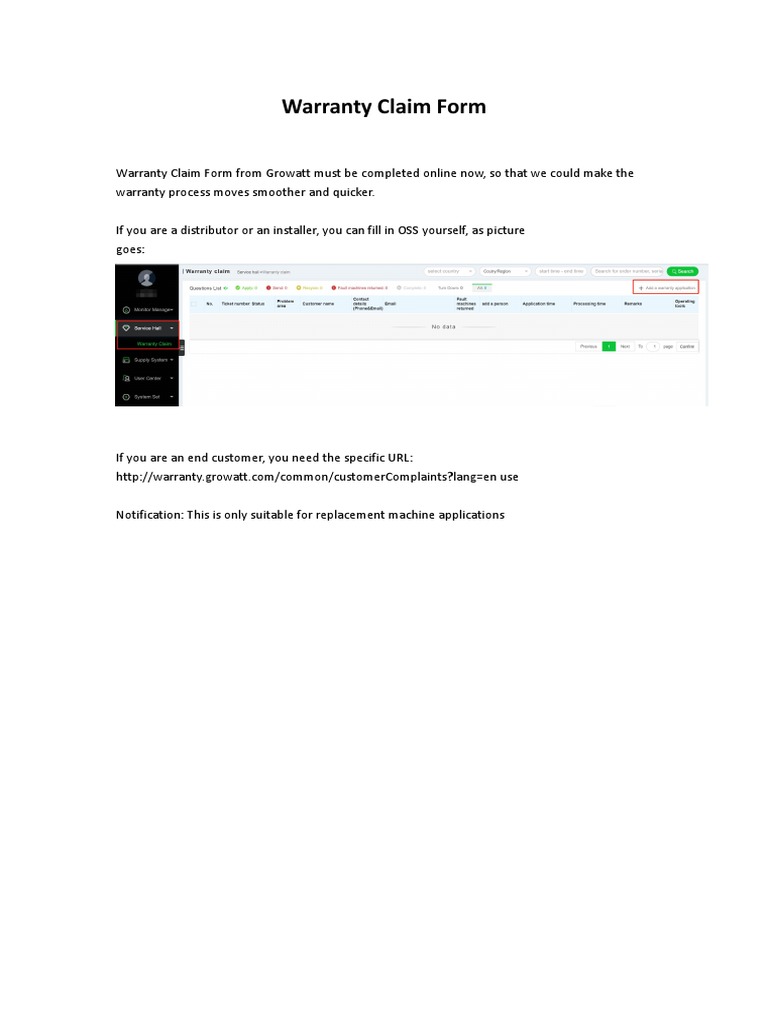 Growatt Warranty Claim Process Guide | PDF | Computers