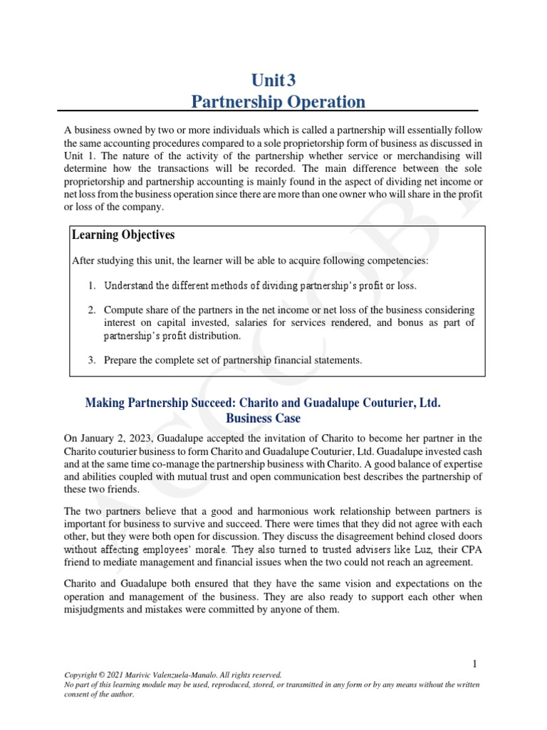 Partnership Operation | PDF | Debits And Credits | Partnership