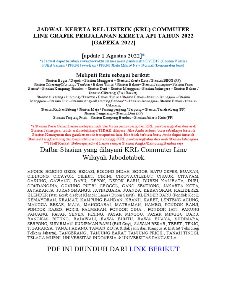 Jadwal KRL | PDF