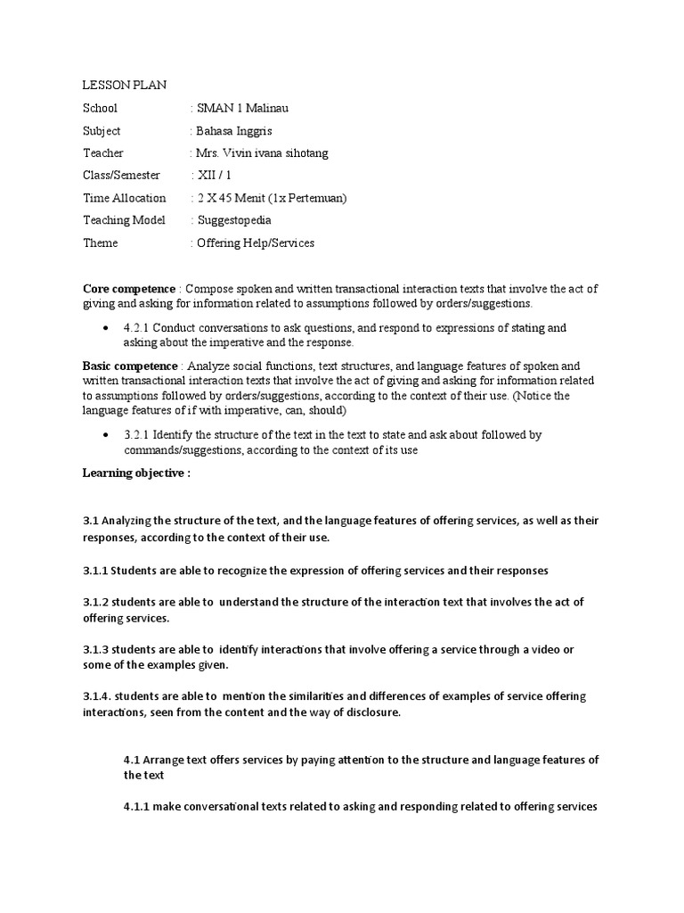 Lesson Plan | PDF | Teachers | Learning