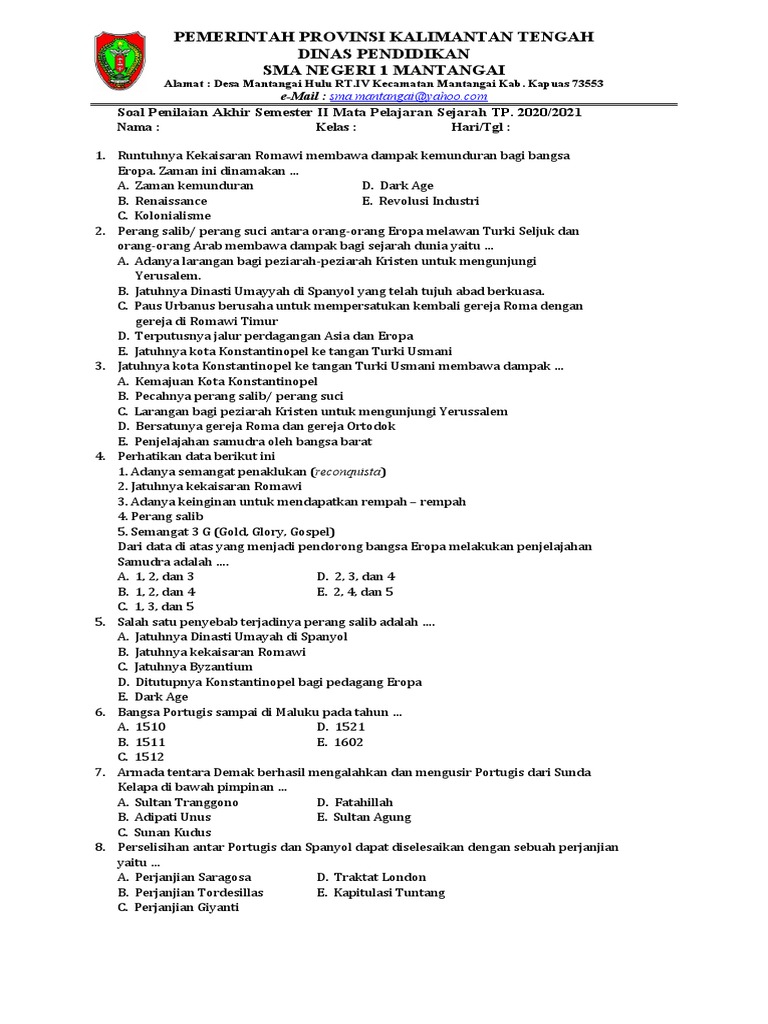 Soal PAS 2 MP. Sejarah Kls 11 | PDF Soal PAS 2 MP. Sejarah Kls 11 | PDF