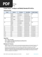 Packet Tracer - Configure Numbered Standard Ipv4 Acls: Addressing Table | PDF | Router ...