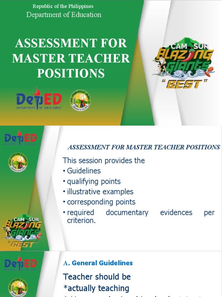 Assessment For Master Teacher Positions | PDF | Teachers | Curriculum