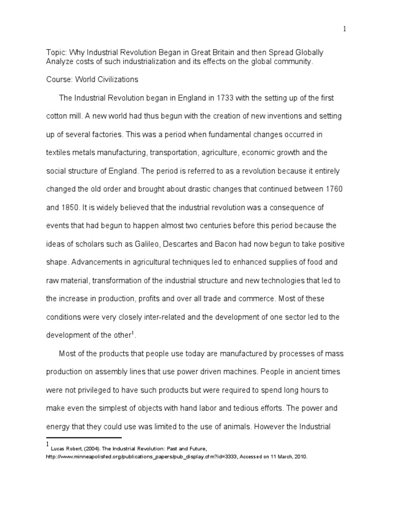 Causes of the Industrial Revolution in England | PDF | Industrial ...