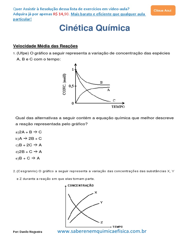 Quimica Cinetica Quimica Exercicios Pdf água Combustão