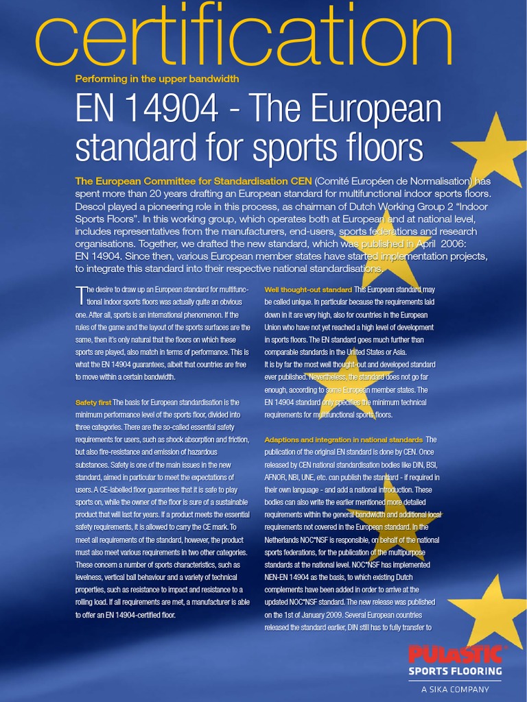 EN 14904:2006 Sports Floor Standards | PDF | Standardization