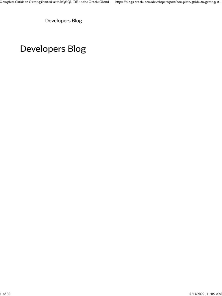 Complete Guide To Getting Started With Mysql Db In The Oracle Cloud Pdf Cloud Computing My Sql 5598
