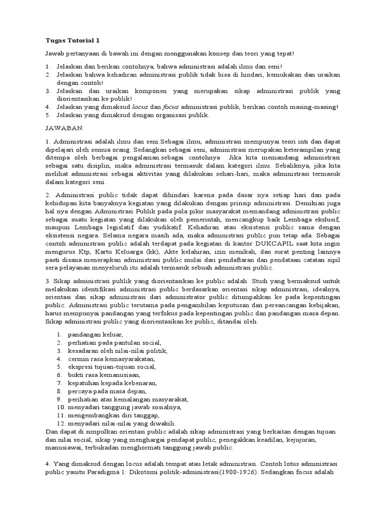 Tugas 1 Pengantar Ilmu Administrasi Negara | PDF