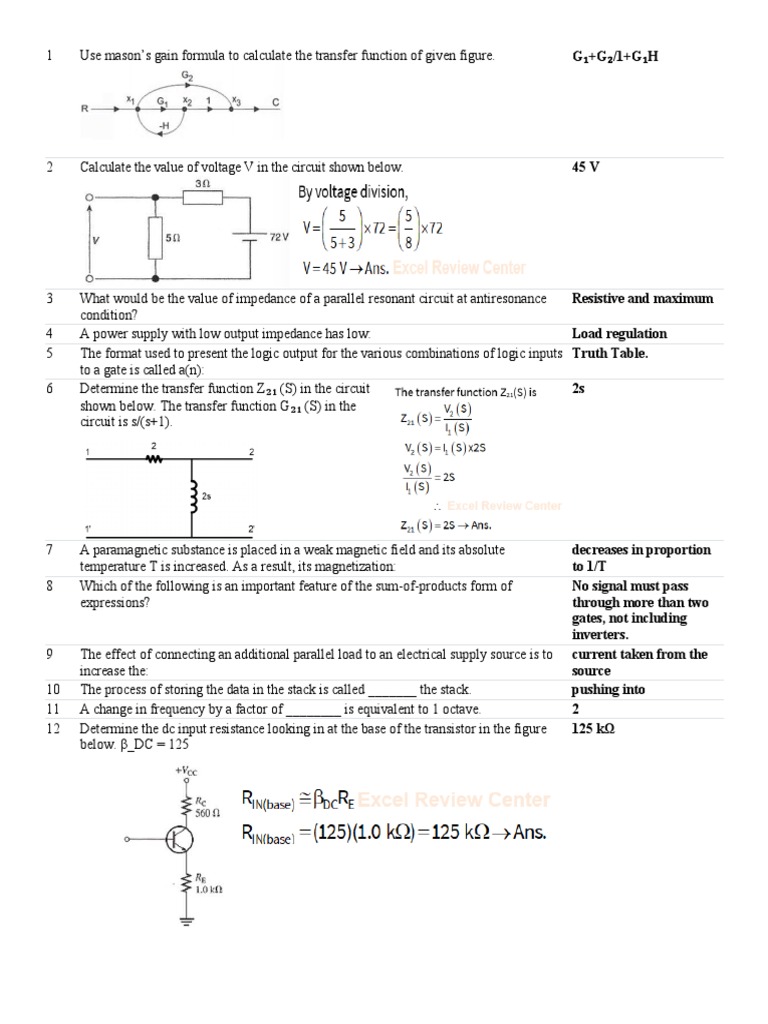 Elex Pre Board Exam Excel | PDF | Inductor | Electronic Circuits