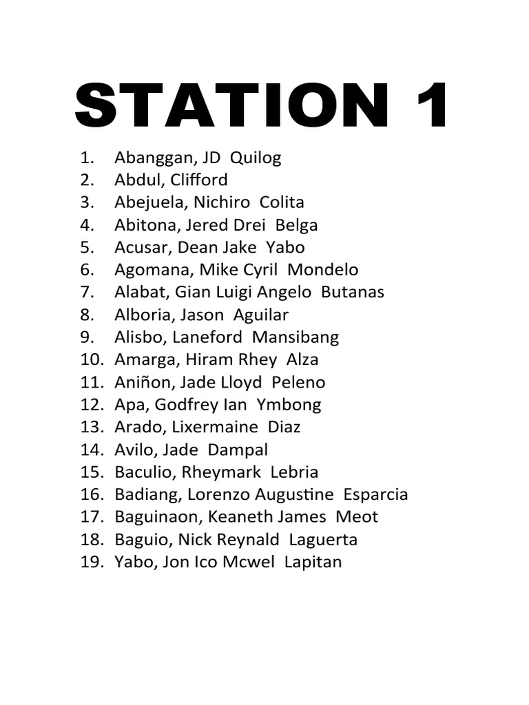Station Assignments List | PDF | Travel | Cooking, Food & Wine
