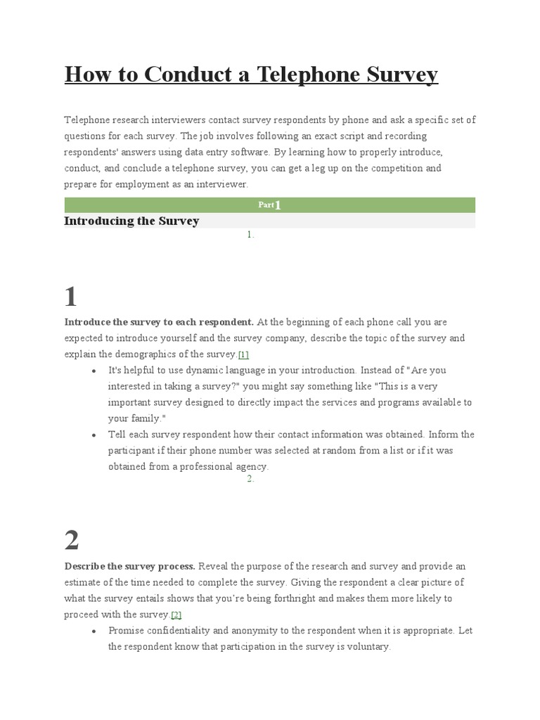 How To Conduct A Telephone Survey | PDF | Survey Methodology ...