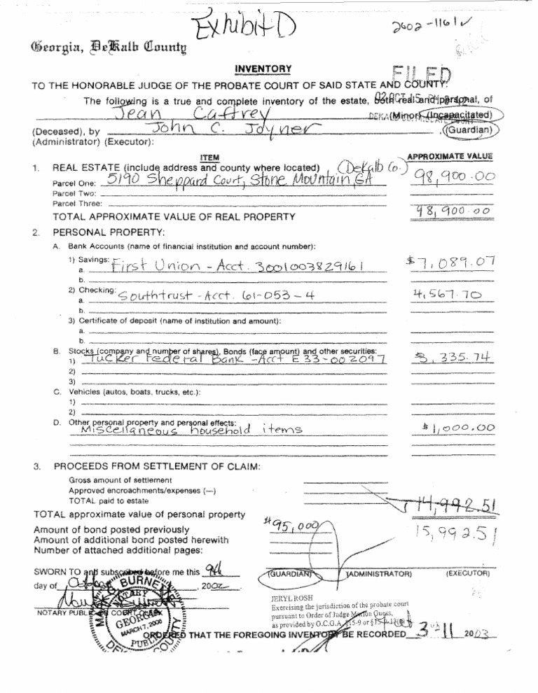Probate Inventory 0001 | PDF | Common Law | Private Law