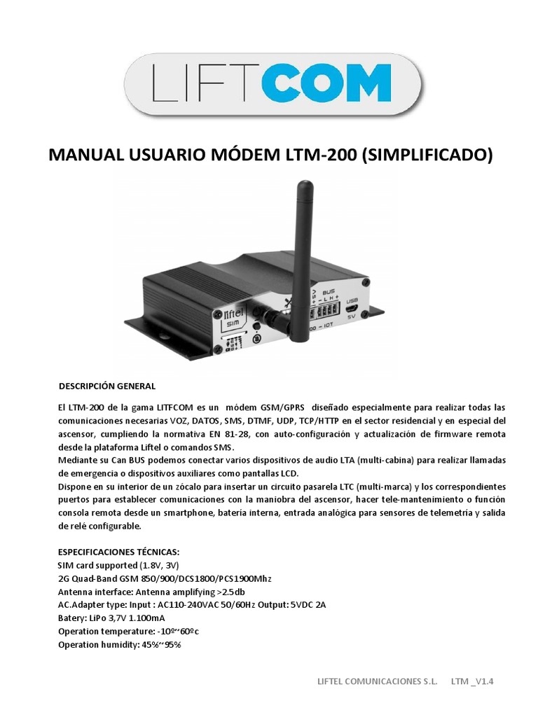 Manual Usuario Módem Ltm-200 (Simplificado) : Descripción General | PDF ...