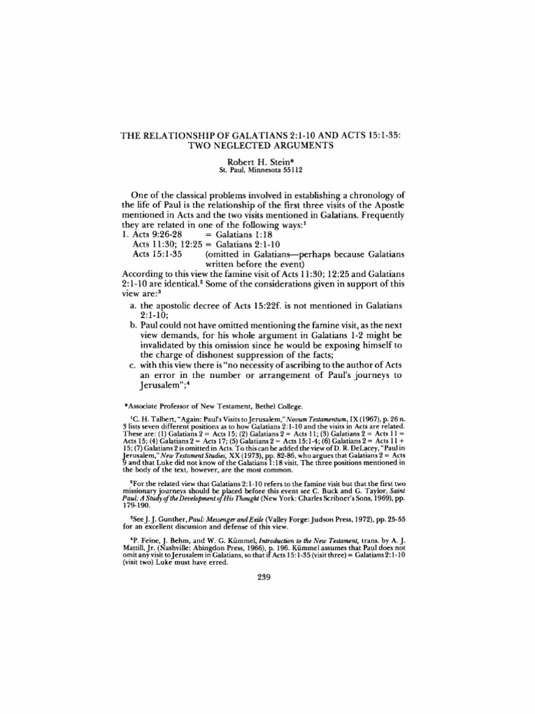 The Relationship of Galatians 2.1-10 and Acts 15.1-35 | PDF | Paul The Apostle | Barnabas