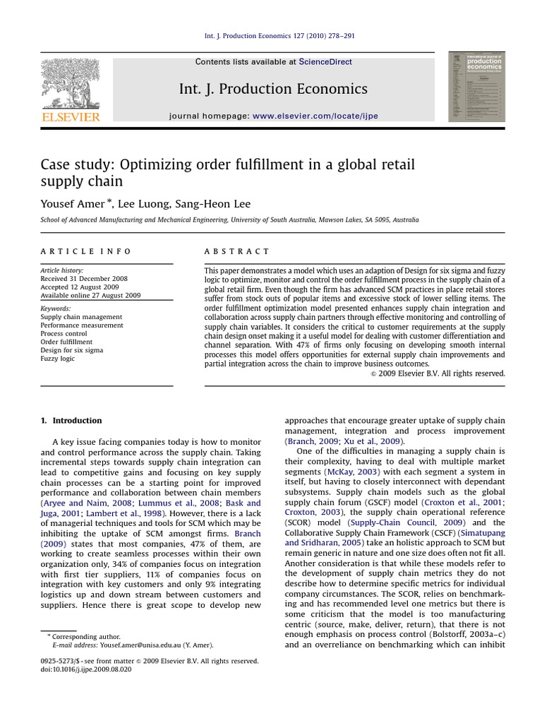 Case Study, Optimizing Order Fulfillment in A Global Retail | PDF | Design For Six Sigma ...