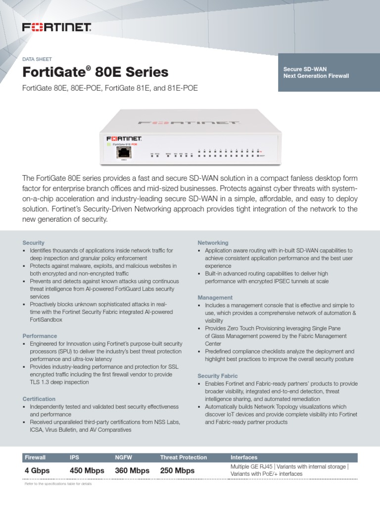 FortiGate 80E Series | PDF | Security | Computer Security