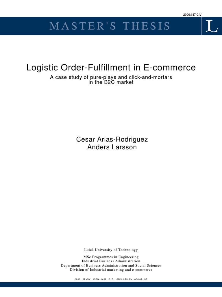 Logistic Order-Fulfillment in E-Commerce | PDF | Inventory | Logistics