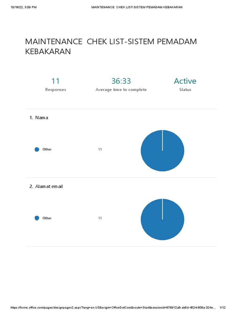 Maintenance Chek List-Sistem Pemadam Kebakaran | PDF