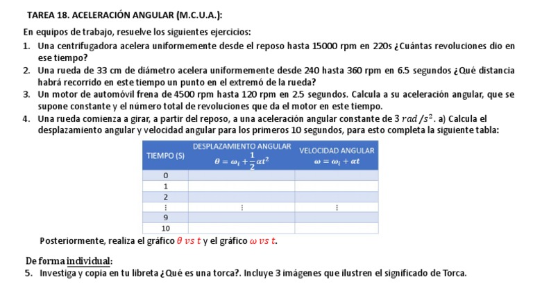 18T. Aceleración Angular | PDF