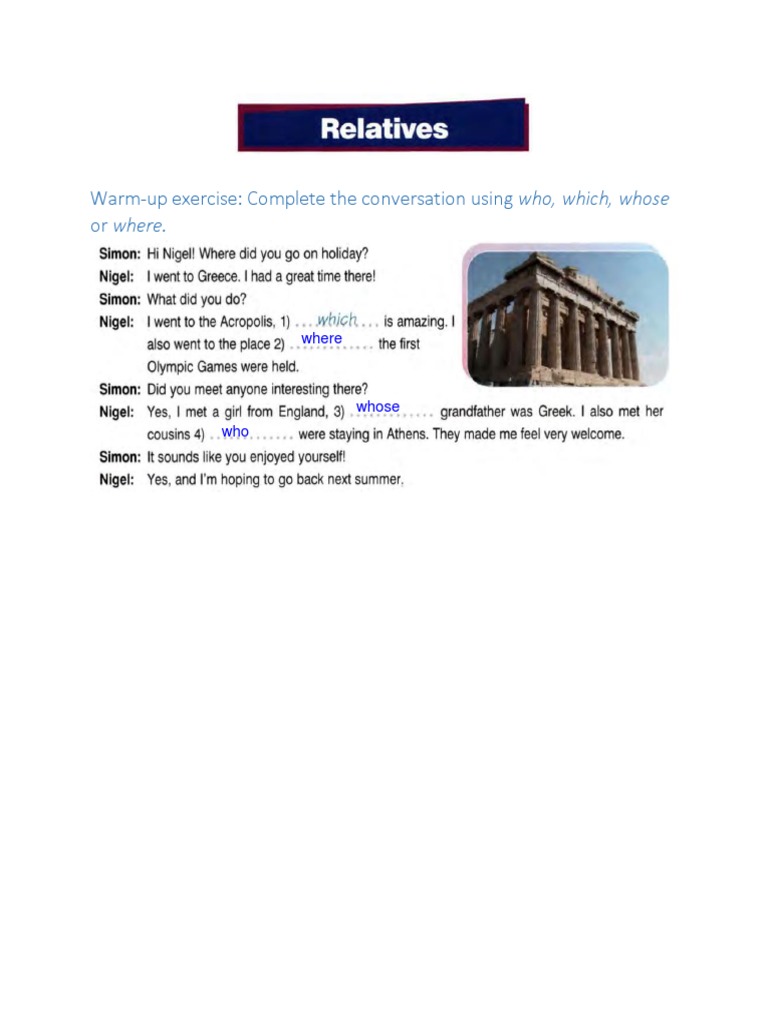 Relative Clauses 2 Handout | PDF | Cognitive Science | Linguistic Typology